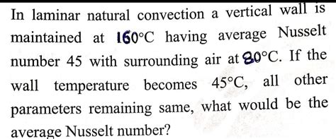 Solved In Laminar Natural Convection A Vertical Wall Is
