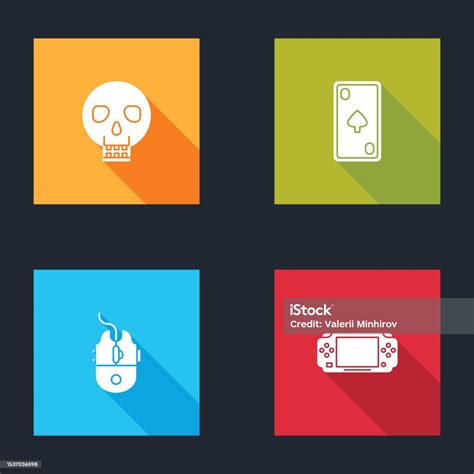 두개골 다이아몬드가 있는 카드 놀이 컴퓨터 마우스 게임 및 휴대용 비디오 게임 콘솔 아이콘을 설정합니다 벡터 Brand Name Video Game에 대한 스톡 벡터 아트