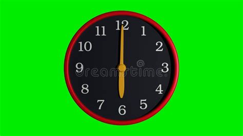 Analog Working Wall Clock With Spinning Needles In Loop Animation On Green Screen Background
