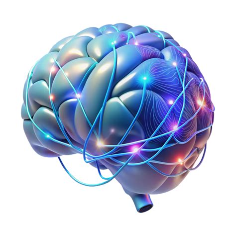 Radiant Contemporary Holographic Projection Of A Human Brain Neural Pathways Illuminated With