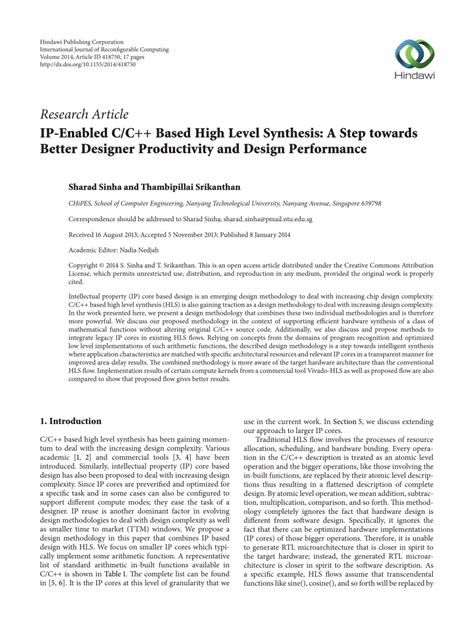 Pdf Ip Enabled Cc Based High Level Synthesis A Step Towards