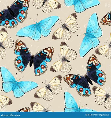 vector pattern with high detailed tropic butterfly stock vector