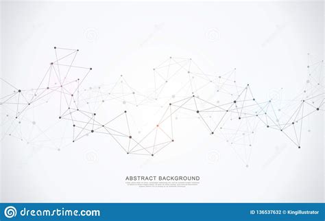 Geometric Abstract Background With Connected Dots And Lines Molecular Structure And