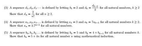 Solved (3) A sequence d1,d2,d3⋯ is defined by letting b1=2 | Chegg.com