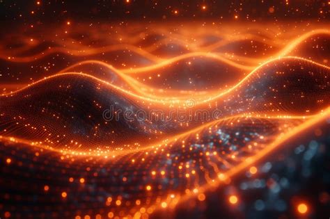 A Mesmerizing Digital Wave Composed Of Vibrant Glowing Particles Within A Dynamic Landscape
