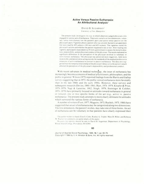 Pdf Active Versus Passive Euthanasia An Attributional Analysis1