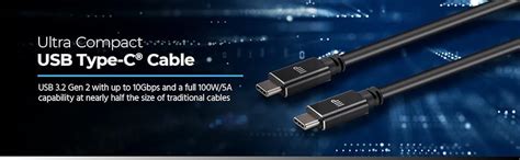 Monoprice Ultra Compact USB Type C Gen Cable Meter Black Gbps A Fast Power