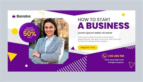 Free Vector Flat Design Business Start Horizontal Banner