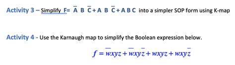 Solved Activity 3 Simplify F AˉBˉCˉ ABC ABC into a simpler Chegg com
