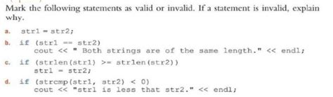 Solved Mark The Following Statements As Valid Or Invalid If