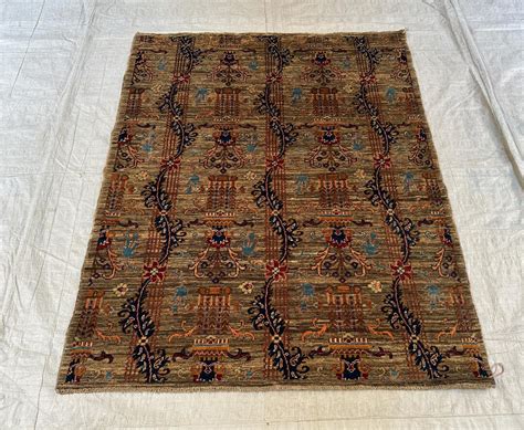 Oushak Vintage Wool Rug 4x5 Ft Tribal Boho Geometric Decor Etsy