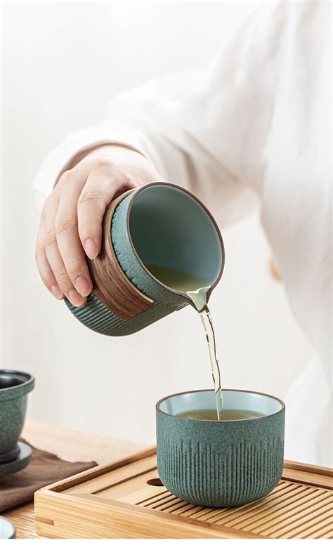 Badu Bg Керамична чаша Kuai Ke Пътуващ комплект за чай Kung Fu преносим обикновен сервиз за чай