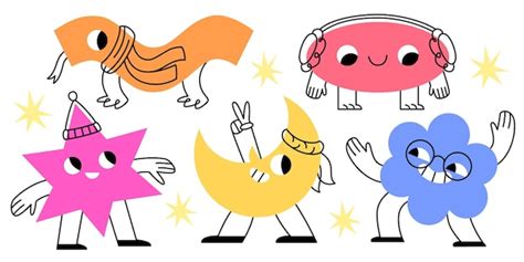 기하학적 도들 모양 문자 세트 무료 벡터