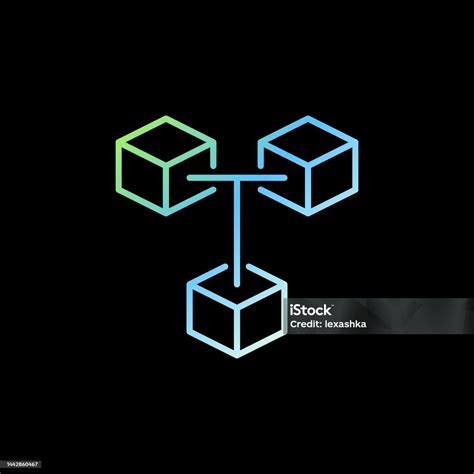 blockchain outline vector colorful icon three connected blocks