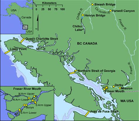 Map Of The Acoustic Receiver Array Yellow Lines And Dots Used To
