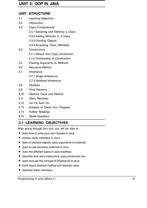 Mod Java Very Understanding UNIT OOP IN JAVA UNIT STRUCTURE Learning Objectives