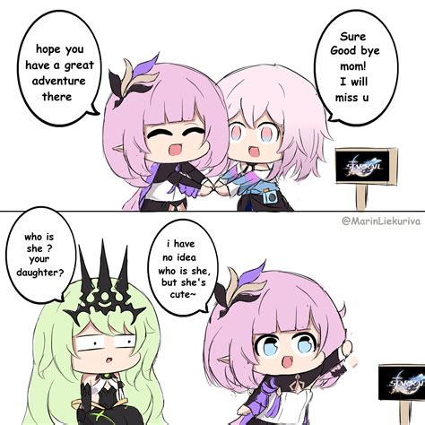 Elysia March 7th March 7th Elysia And Mobius Honkai And 2 More Drawn By Marin Liekuriva