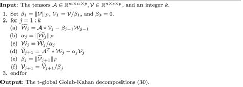 The Tensor T Global Golub Kahan Algorithm Download Scientific Diagram