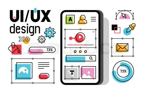 Mobile With Ui Ux Development Design Concept Stock Vector Colourbox