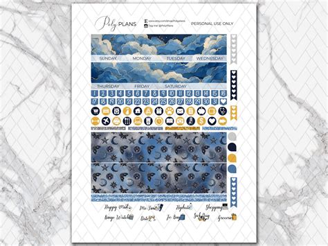 Celestial Universe Galaxy Printable Planner Stickers Erin Condren