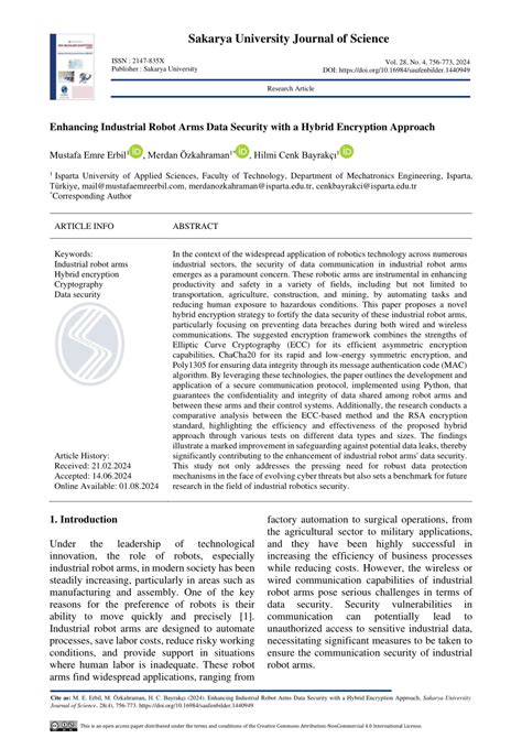 pdf enhancing industrial robot arms data security with a hybrid