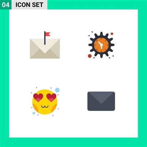 Modern Set Of 4 Flat Icons And Symbols Such As Communication Emot