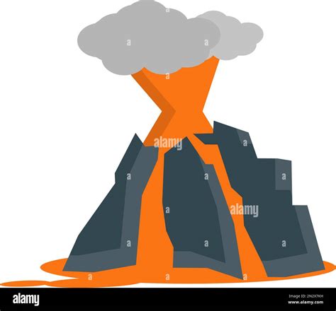 Erupting Volcano And Flowing Lava Editable Vector Stock Vector Image And Art Alamy