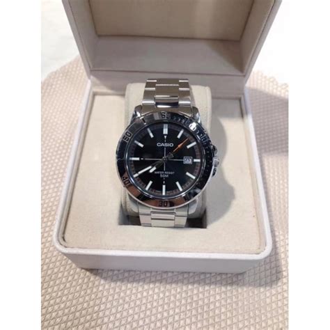 (100% Original) Casio MTP-VD01D-1E2 Quartz Analog Black Dial Stainless ...
