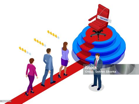 파란색 배경에 고립 공석 기호로 아이소메트릭 사무실의 자 고용 공석 및 고용 직업 벡터 개념입니다 가구에 대한 스톡 벡터 아트 및 기타 이미지 Istock