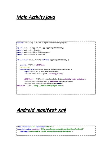 Main Activity - Java: Android Manifest - XML | PDF | Personal Digital Assistant | Android ...