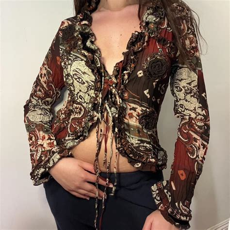 Beautiful Vintage Tie Up Blouse 3 Front Ties And Depop