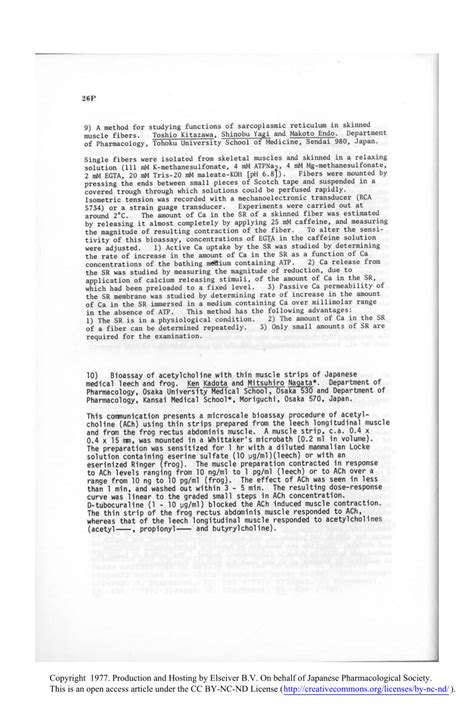 Pdf Bioassay Of Acetylcholine With Thin Muscle Strips Of Japanese