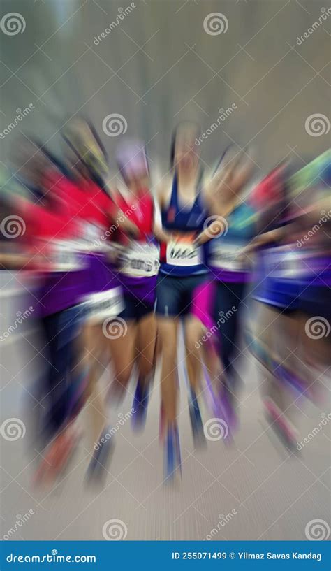 Athletes Running With Blur Effect Stock Image Image Of Jogger