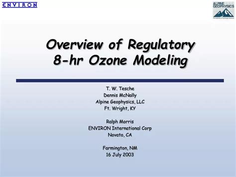Ppt Overview Of Regulatory 8 Hr Ozone Modeling Powerpoint