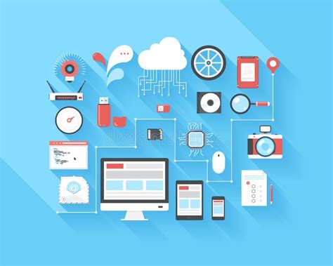 Computer Device Data Cloud Storage Security Flat Stock Vector Illustration Of Flat Download