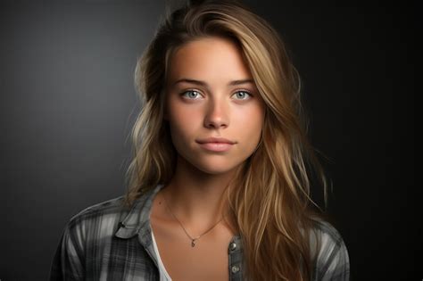 Portrait Of Young Woman Looking At Camera And Smiling While Standing Against Isolated Background