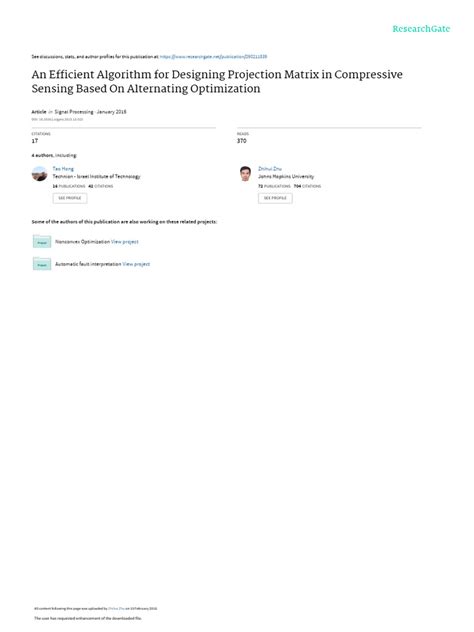 An Efficient Algorithm For Designing Projection Matrix In Compressive Sensing Based On