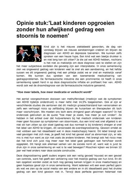 Opiniestuk Opinie Stuklaat Kinderen Opgroeien Zonder Hun Afwijkend