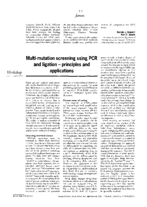 Pdf Multi Mutation Screening Using Pcr And Ligation — Principles And