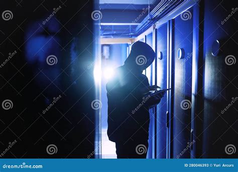 Planting A Virus Is Easy Work For Him A Hacker Using A Digital Tablet