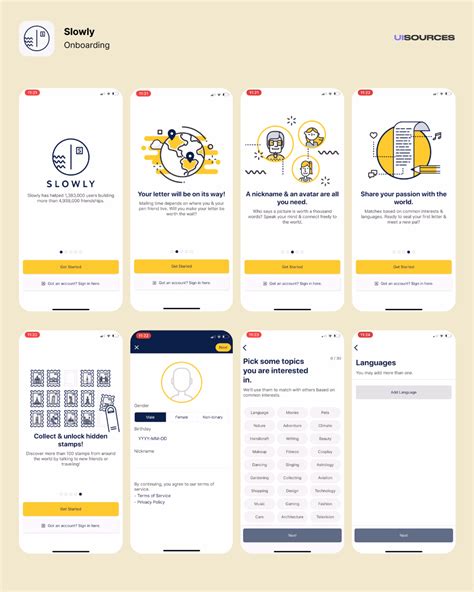 应用截图 用户界面源 Onboarding Instant Messaging Lettering