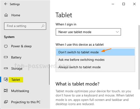Automatically Switch To Tablet Mode Windows 10 Password Recovery