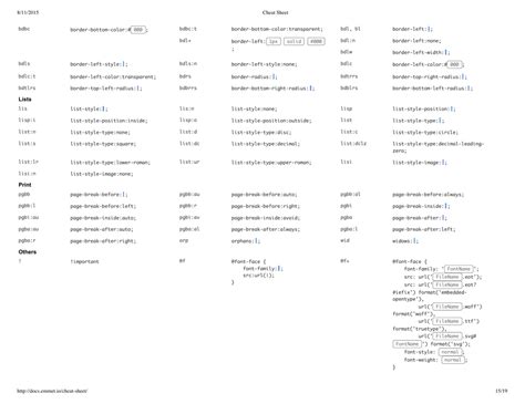 Emmet Syntax Cheat Sheet White Download Printable Pdf Templateroller
