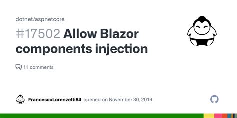 allow blazor components injection · issue 17502 · dotnet aspnetcore