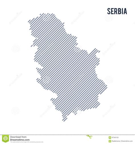 Vector Abstract Hatched Map Of Serbia With Oblique Lines Isolated On A White Background Stock