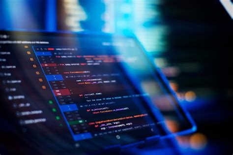 Running Computer Data Programming Coding Script Text On Screen Notebook