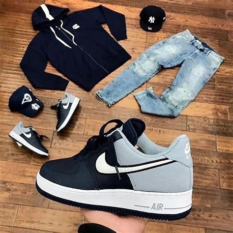Black Gray Custom Air Force 1 Custom Air Force 1 Swag Outfits Men