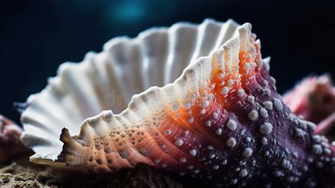 A Close Up Of A Sea Shell On A Rock Surface Stock Illustration
