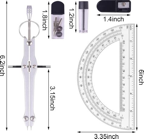 Compass And Protractor Set Professional Drawing Compass Tool Metal