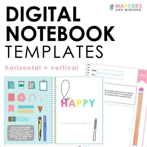 Digital Notebook Editable Templates Markers And Minions Digital Notebook Editable Templates Markers And Minions